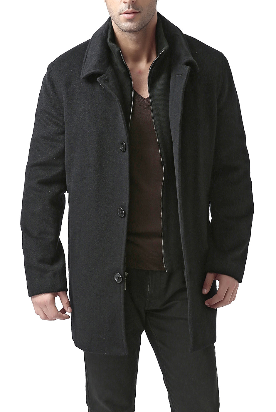 BGSD Men John Wool Blend Car Coat with Removable Bib – Luxury Lane